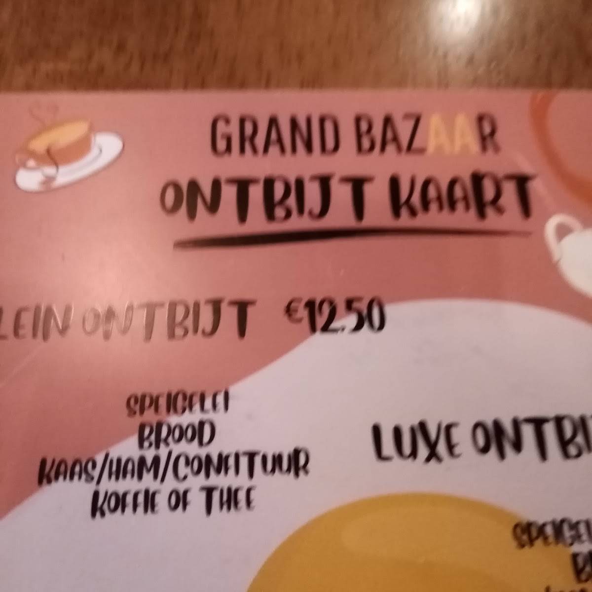Menu at Brasserie Grand Bazaar, Schoten