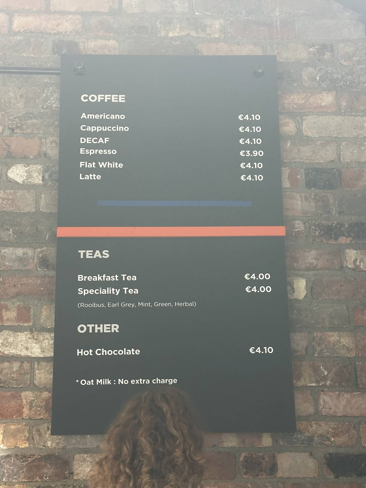 Menu at Bread 41 cafe, Dublin