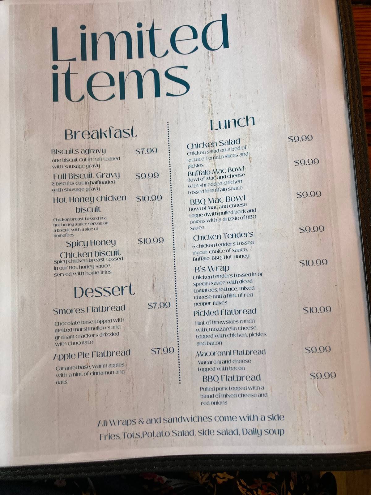 Menu at Brewskie’s pub & bar, Asheboro