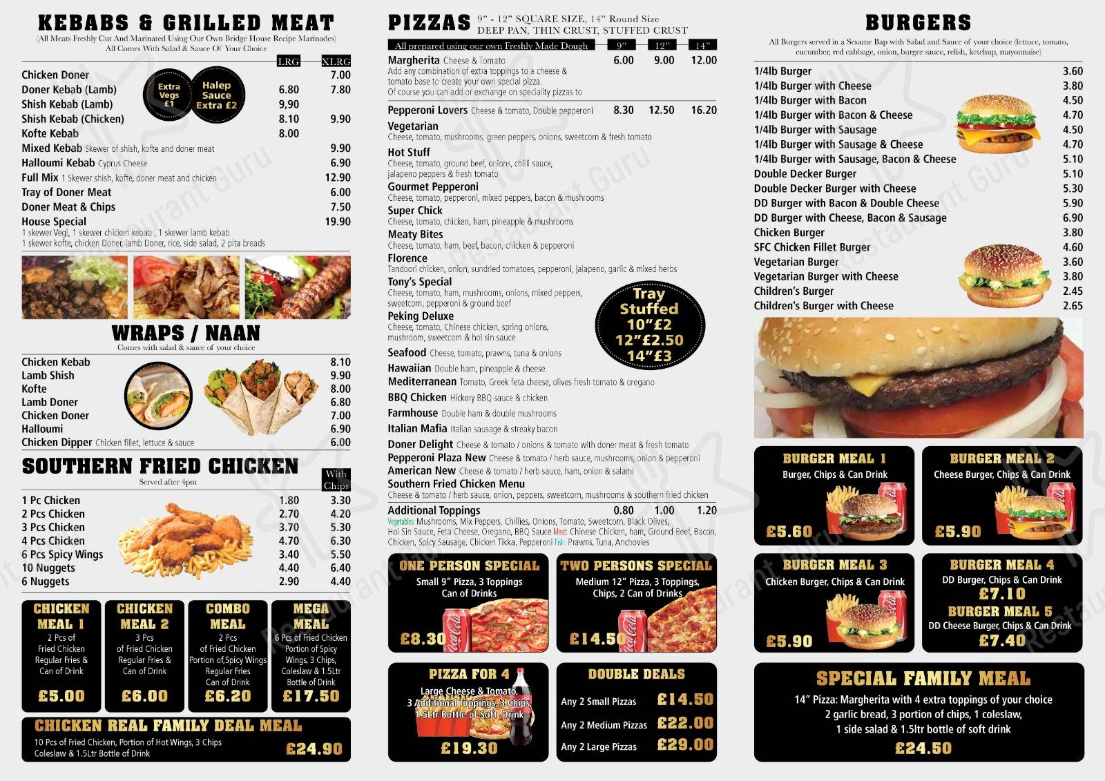 Menu at Bridge House Cafe restaurant, Chatteris