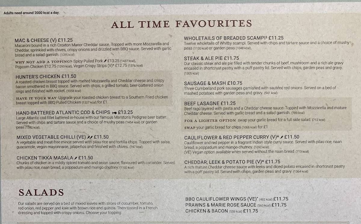Menu at Bridge Inn pub & bar, Brewood