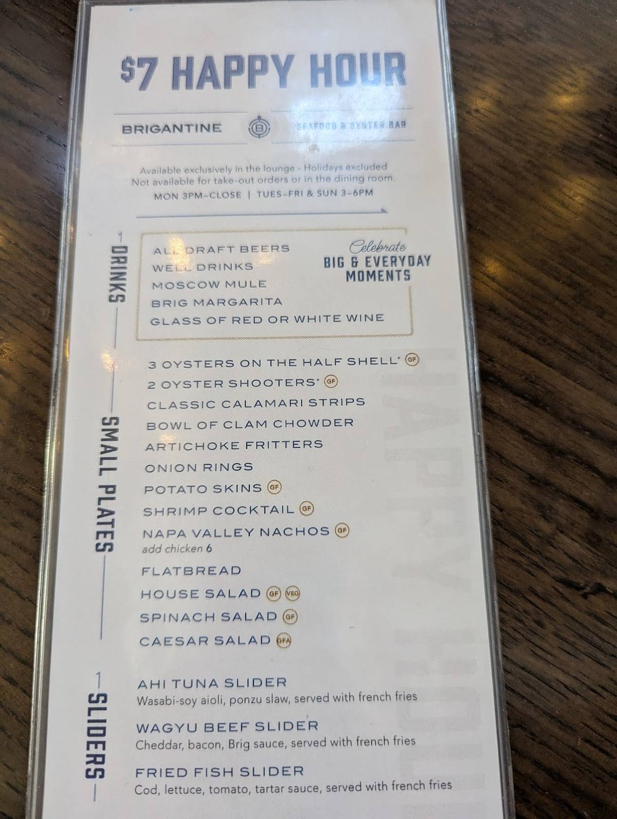 Menu at Brigantine Seafood & Oyster Bar, Poway, Poway Rd