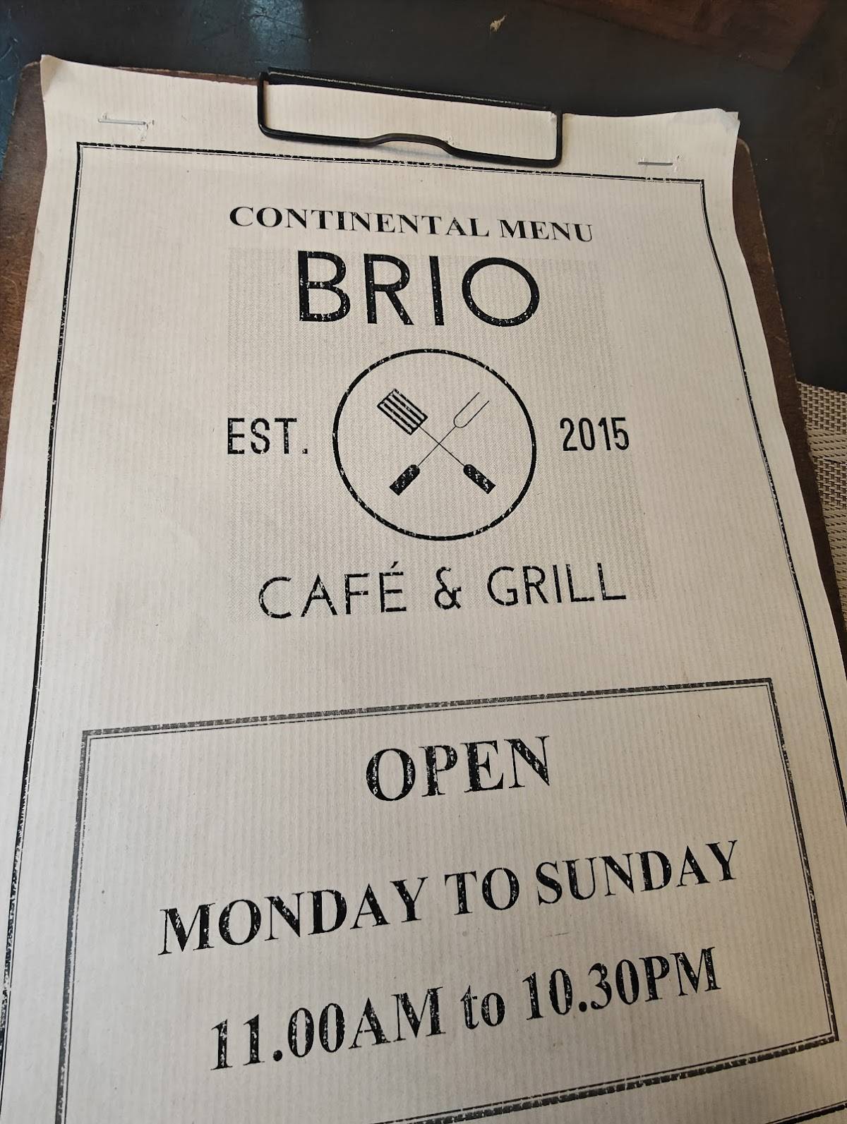 Menu at Brio Cafe' and Grill, Mangaluru, 1st Floor
