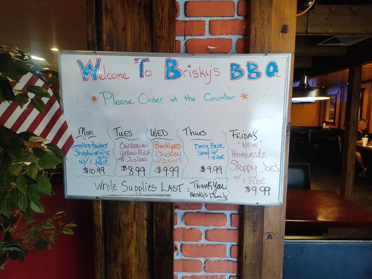 Menu at Brisky's BBQ, St. Augustine