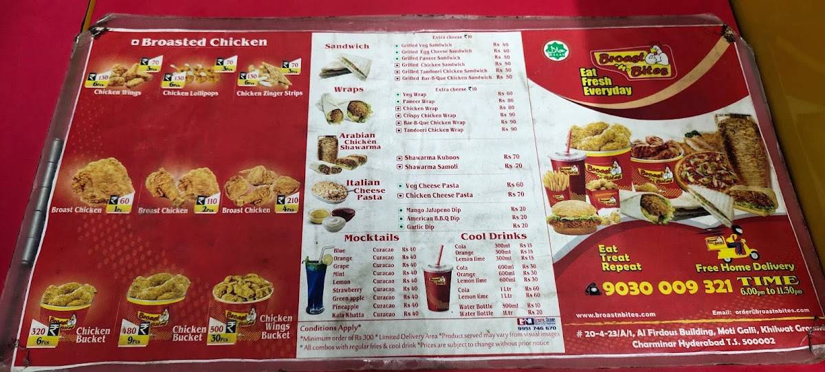 Menu at Broast n Bites, Hyderabad, 20-4-212/1/A/4