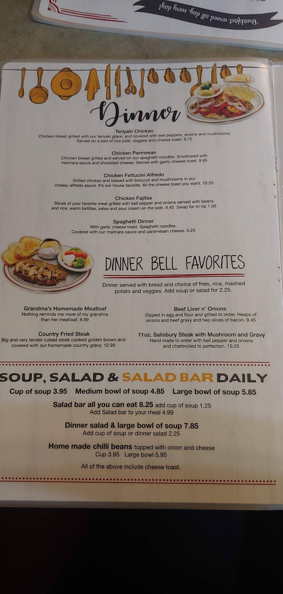 Menu at Brooks Ranch restaurant, Atwater
