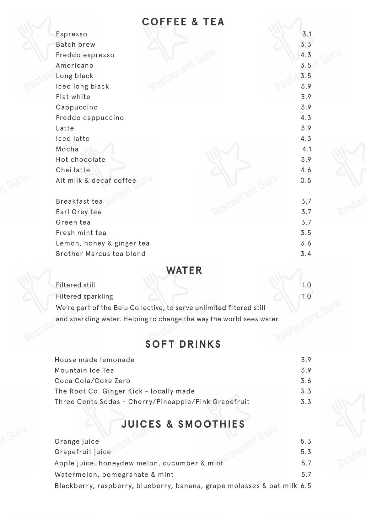 Menu at Brother Marcus Borough restaurant, London