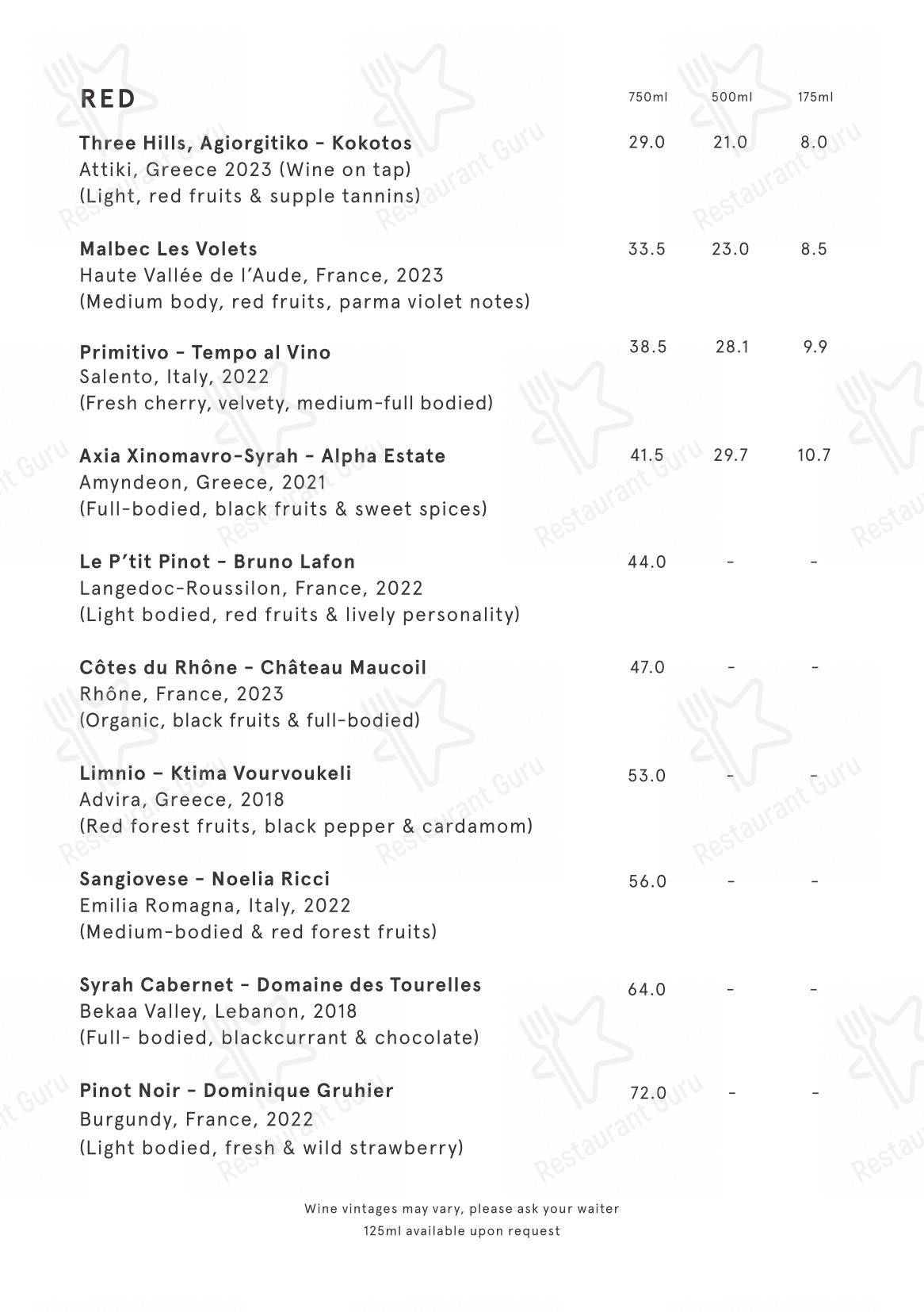 Menu at Brother Marcus Borough restaurant, London