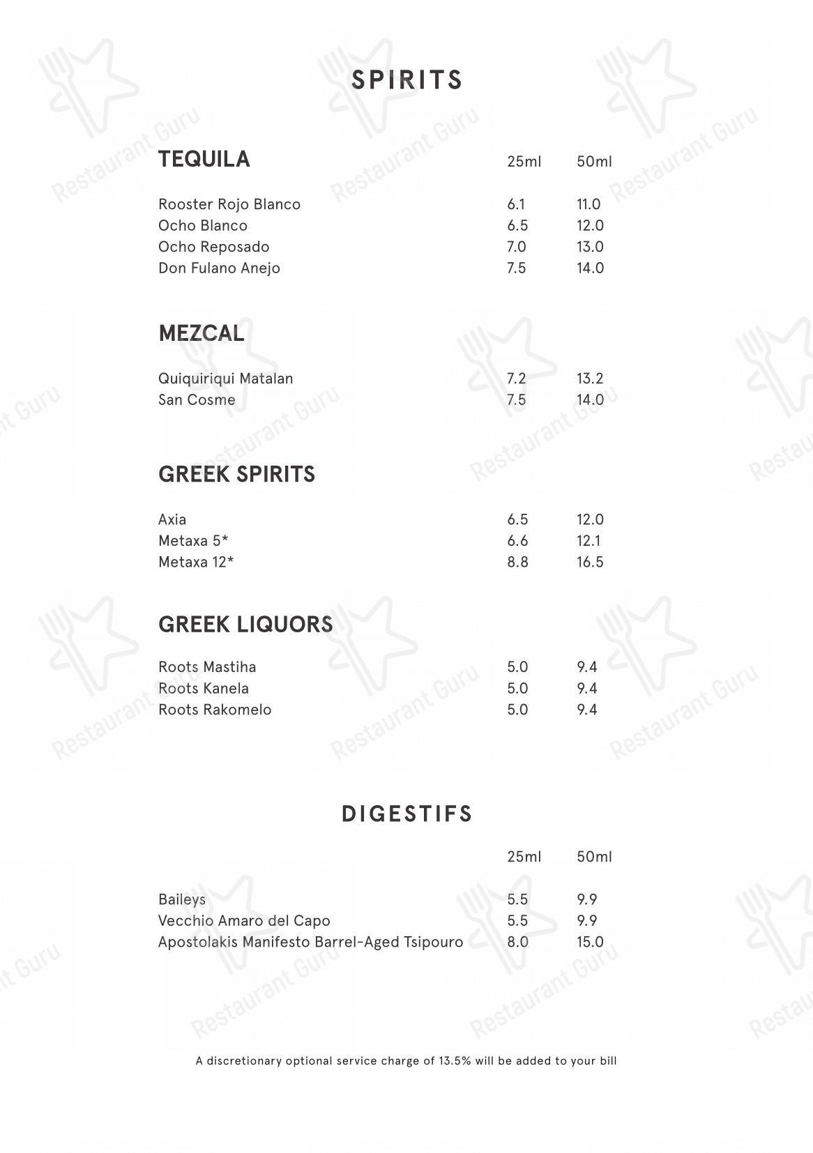 Menu at Brother Marcus Borough restaurant, London