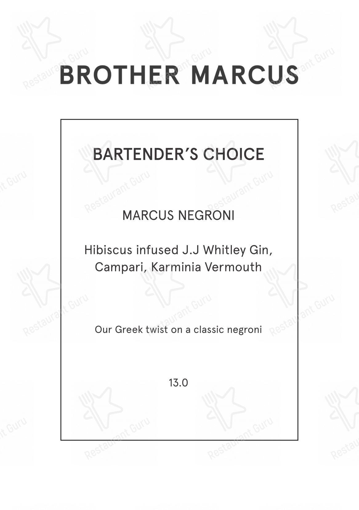 Menu at Brother Marcus Borough restaurant, London