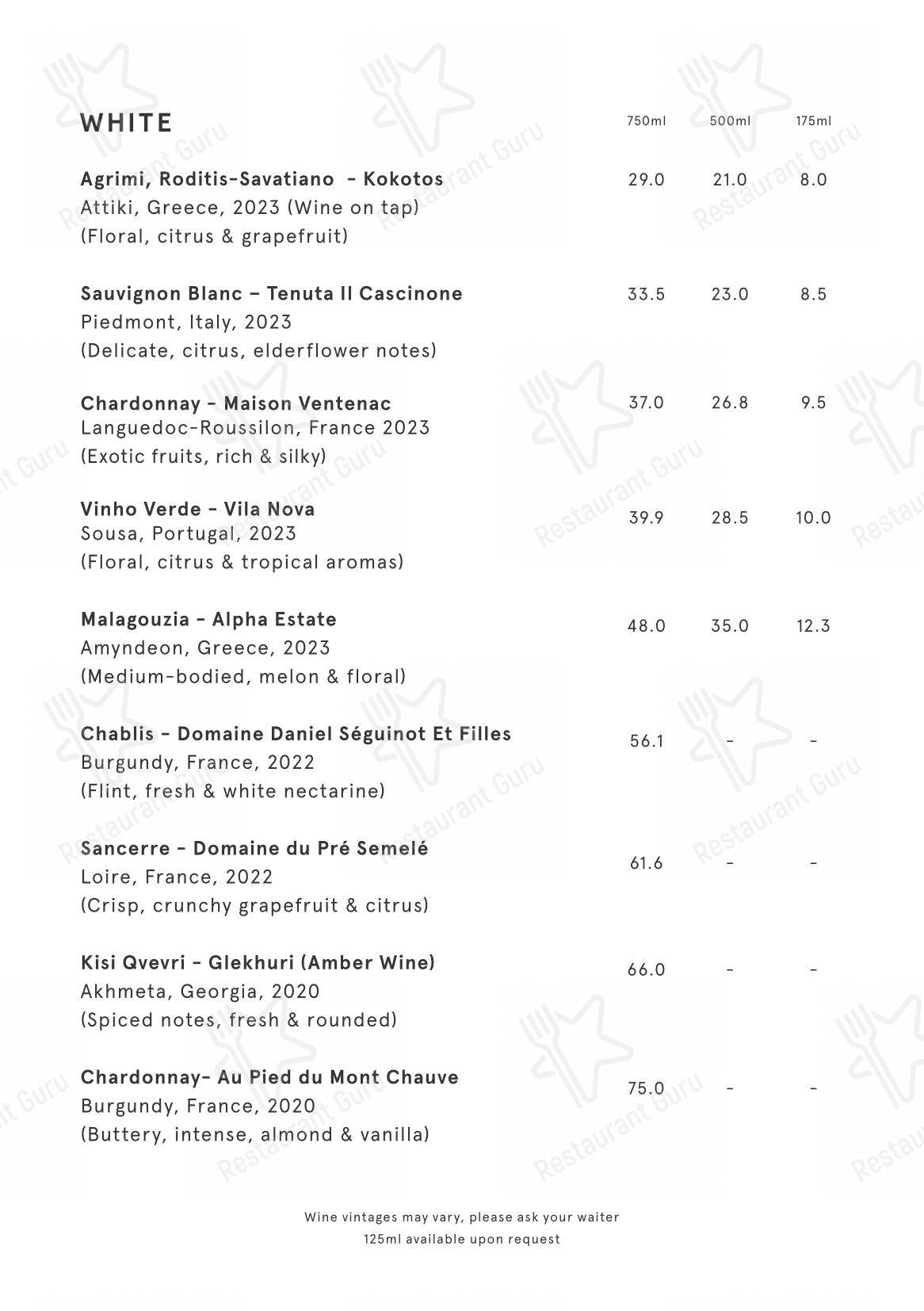 Menu at Brother Marcus Borough restaurant, London