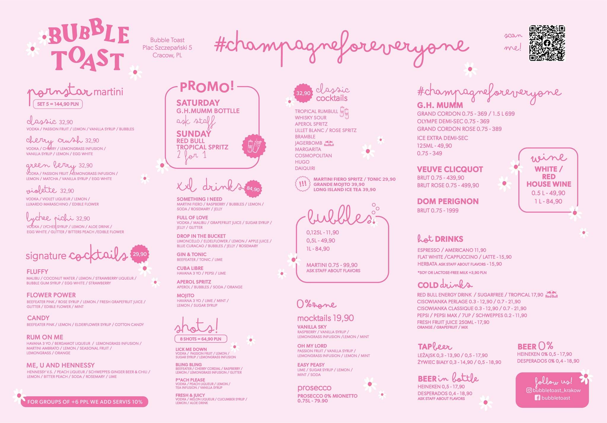 Menu at Bubble Toast pub & bar, Kraków