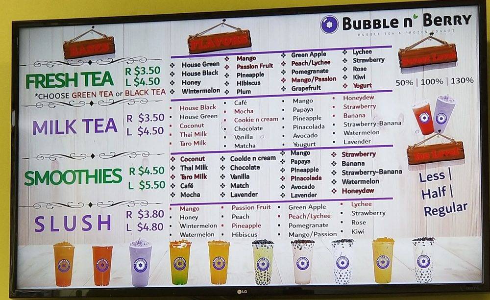Menu at Bubble n Berry, Derwood