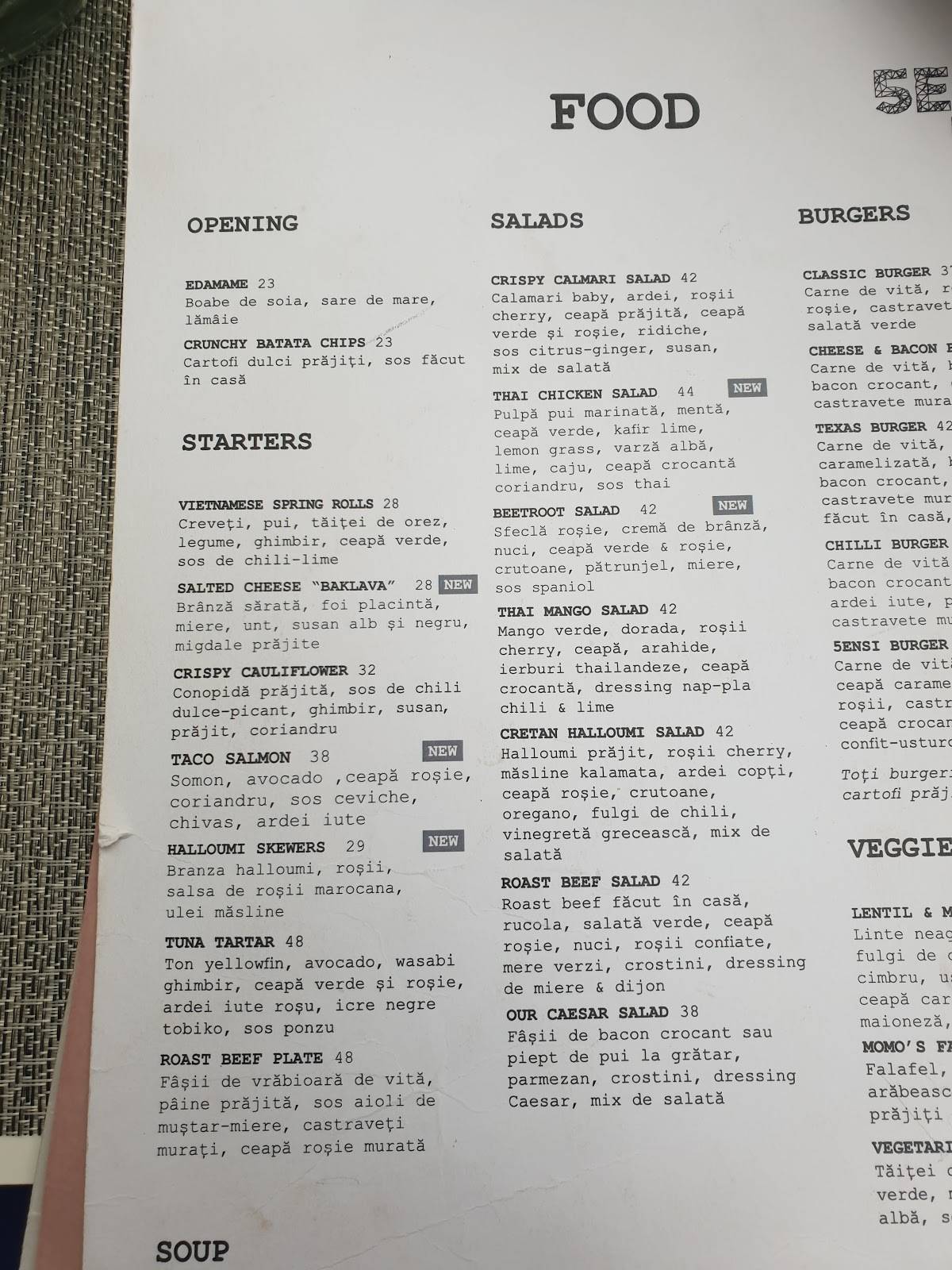 Menu at 5ENSI by BeanZ Cafe, Bucharest