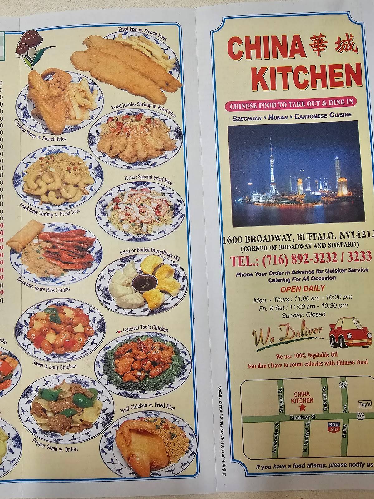 Menu at China Kitchen restaurant, Buffalo, Broadway