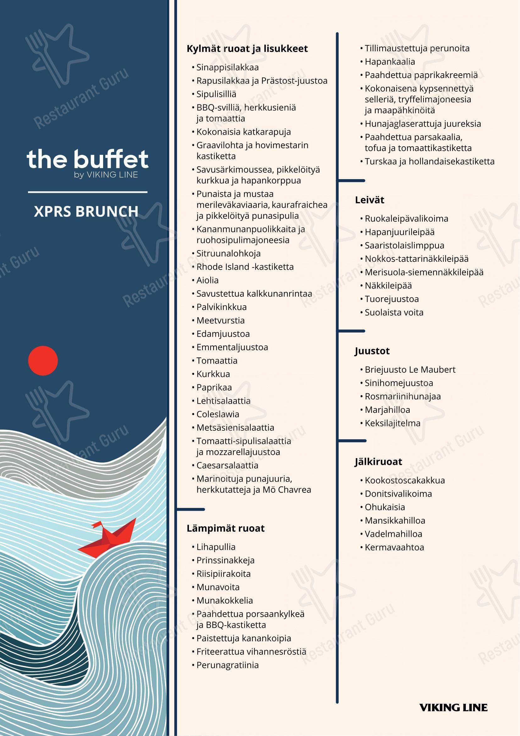 Menu at Buffet restaurant, Åland Islands