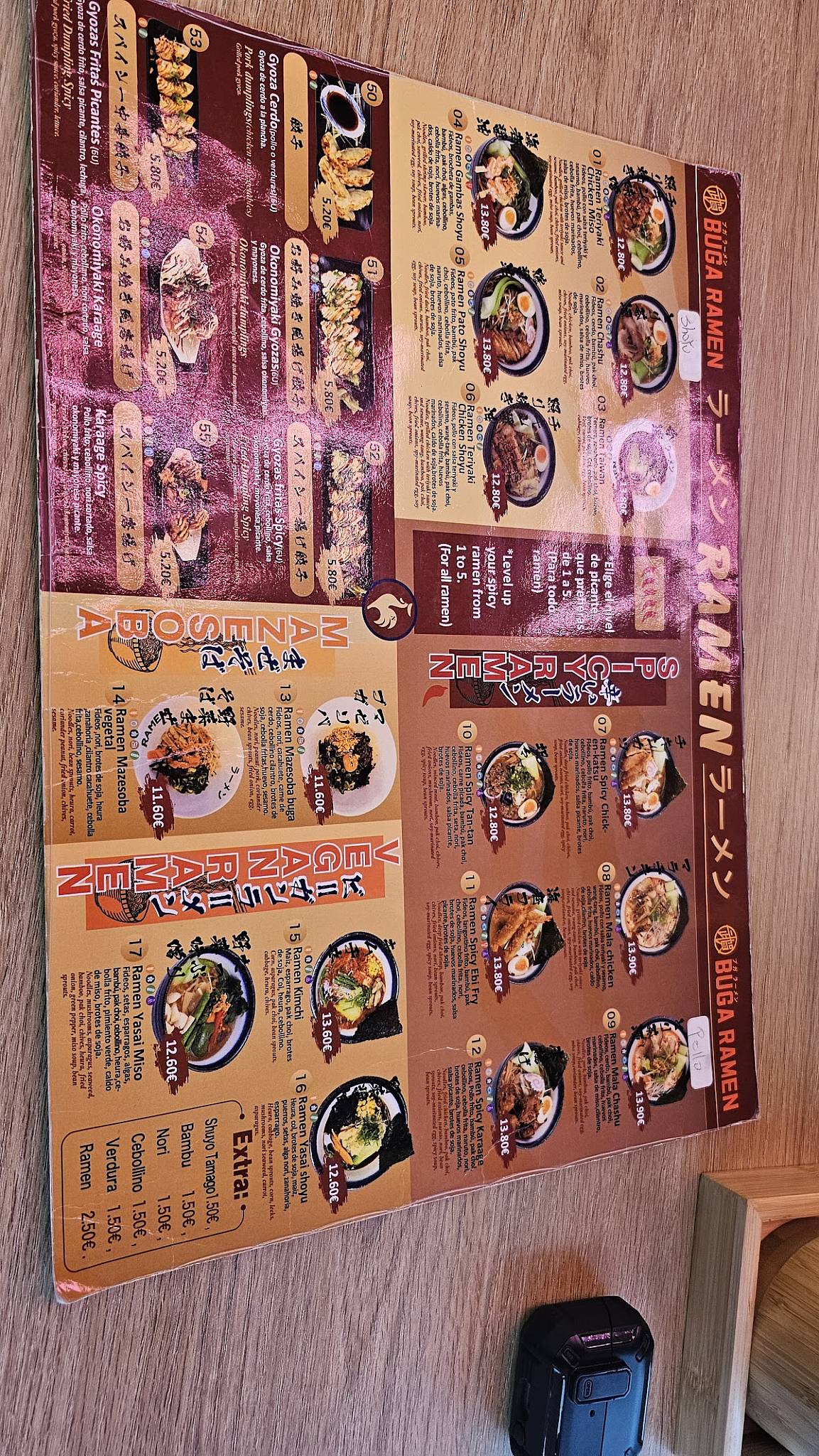 Carta del restaurante Buga Ramen Bilbao 2, Bilbao