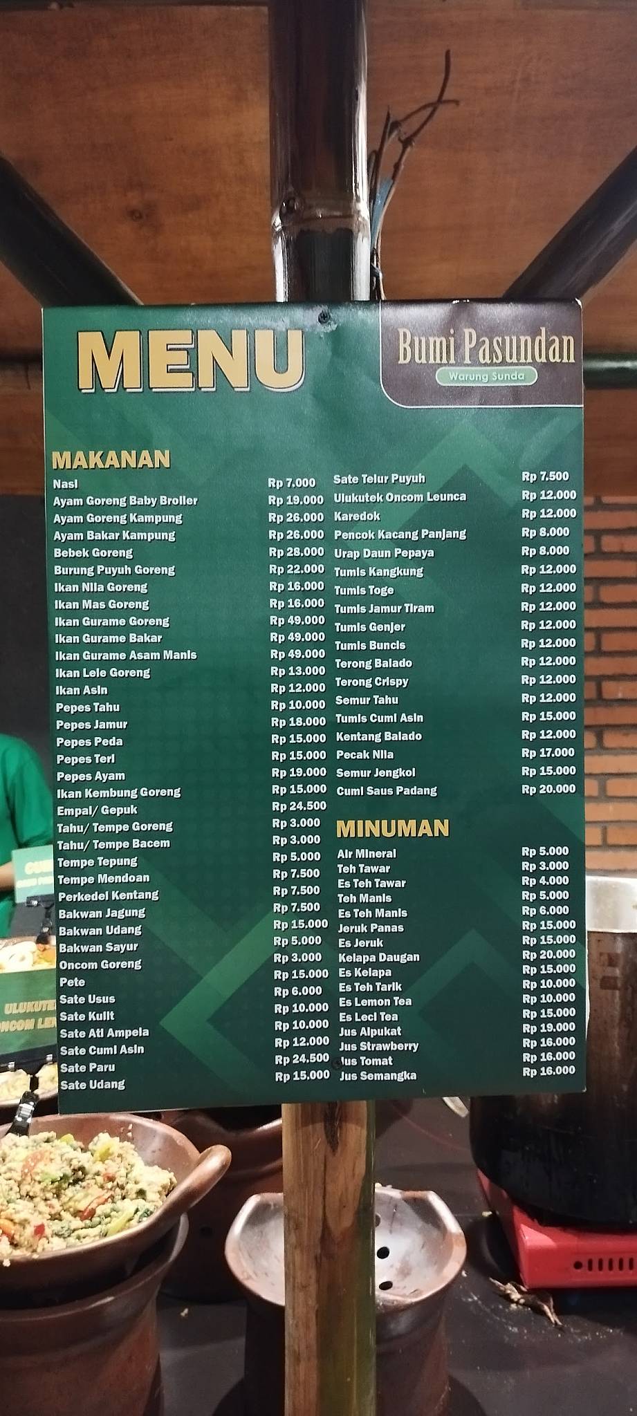 Menu at Bumi Pasundan Warung Sunda Puncak Gadog restaurant, Megamendung