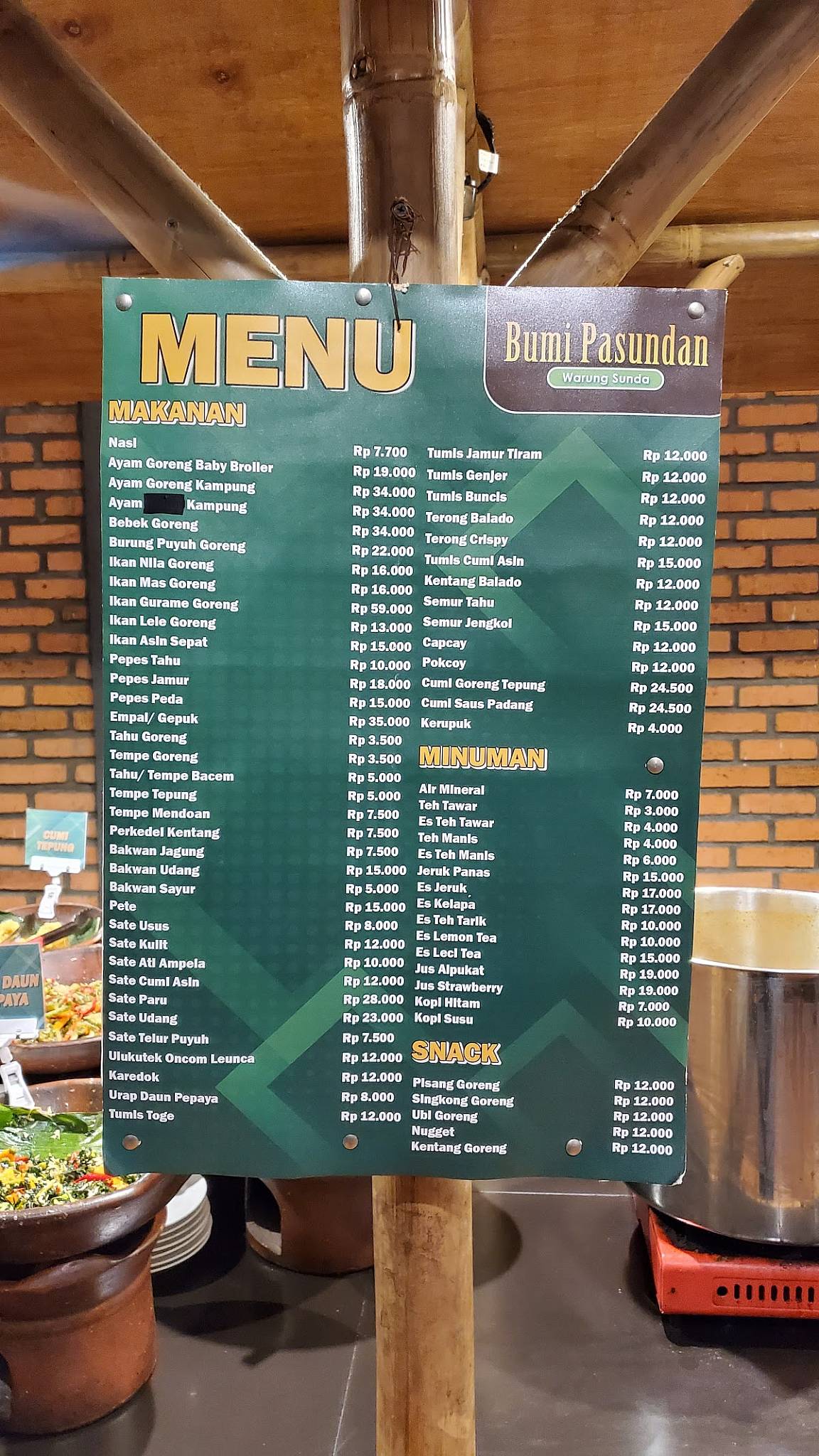 Menu at Bumi Pasundan Warung Sunda Puncak Gadog restaurant, Megamendung
