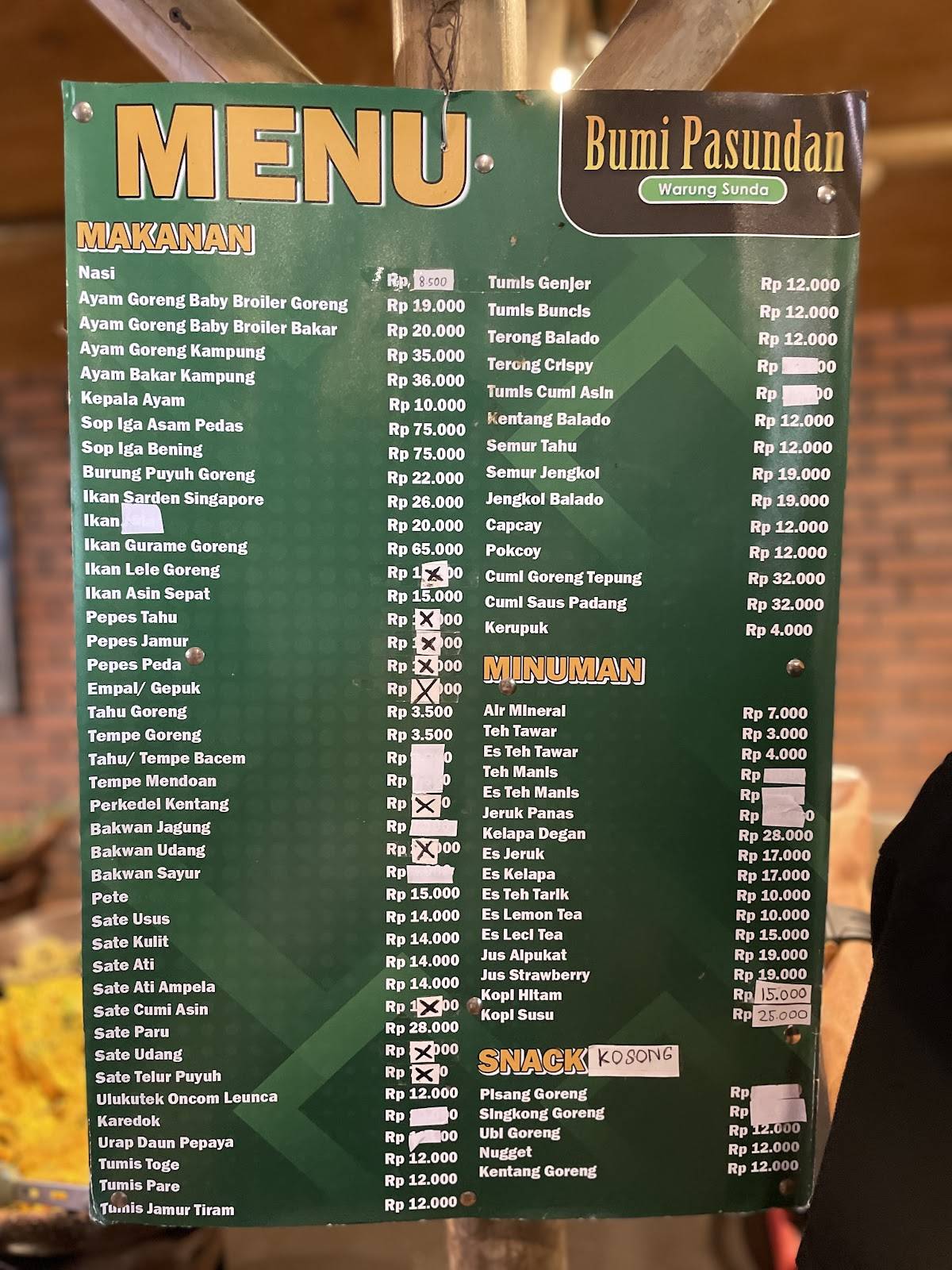 Menu at Bumi Pasundan Warung Sunda Puncak Gadog restaurant, Megamendung
