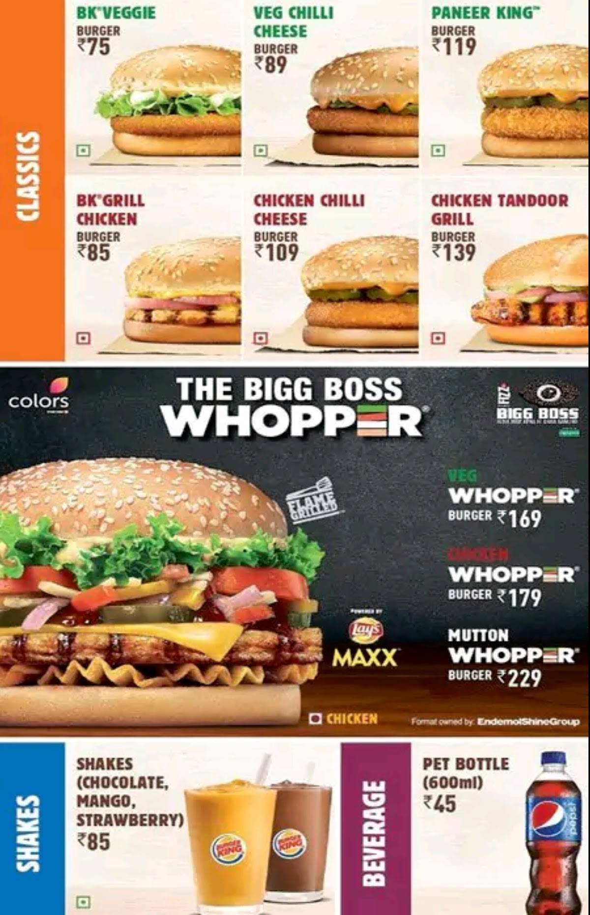 Menu at Burger King, Pune, Sanghvi Arcade
