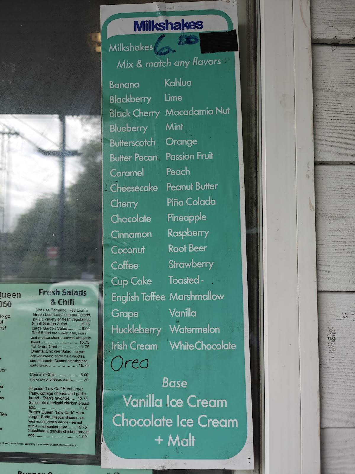 Menu at Burger Queen restaurant, Ketchikan