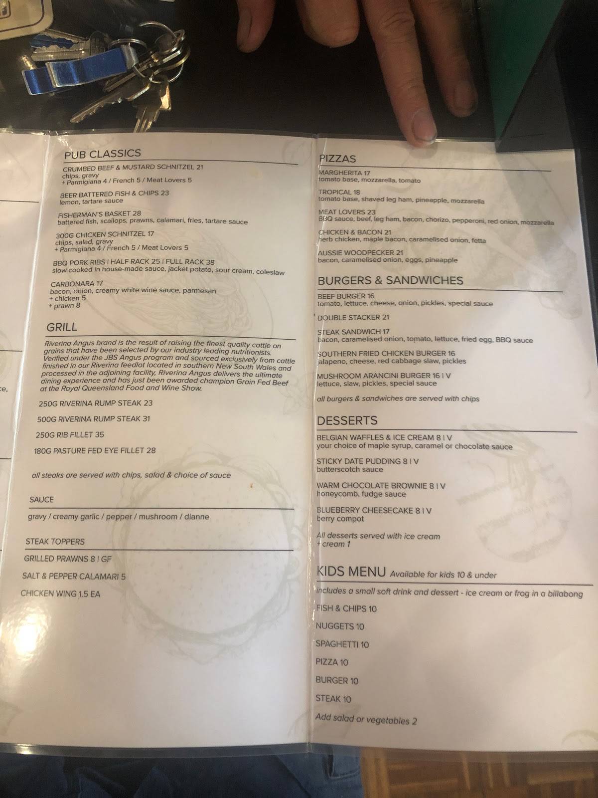 Menu at Woodpecker Bar & Grill, Burpengary