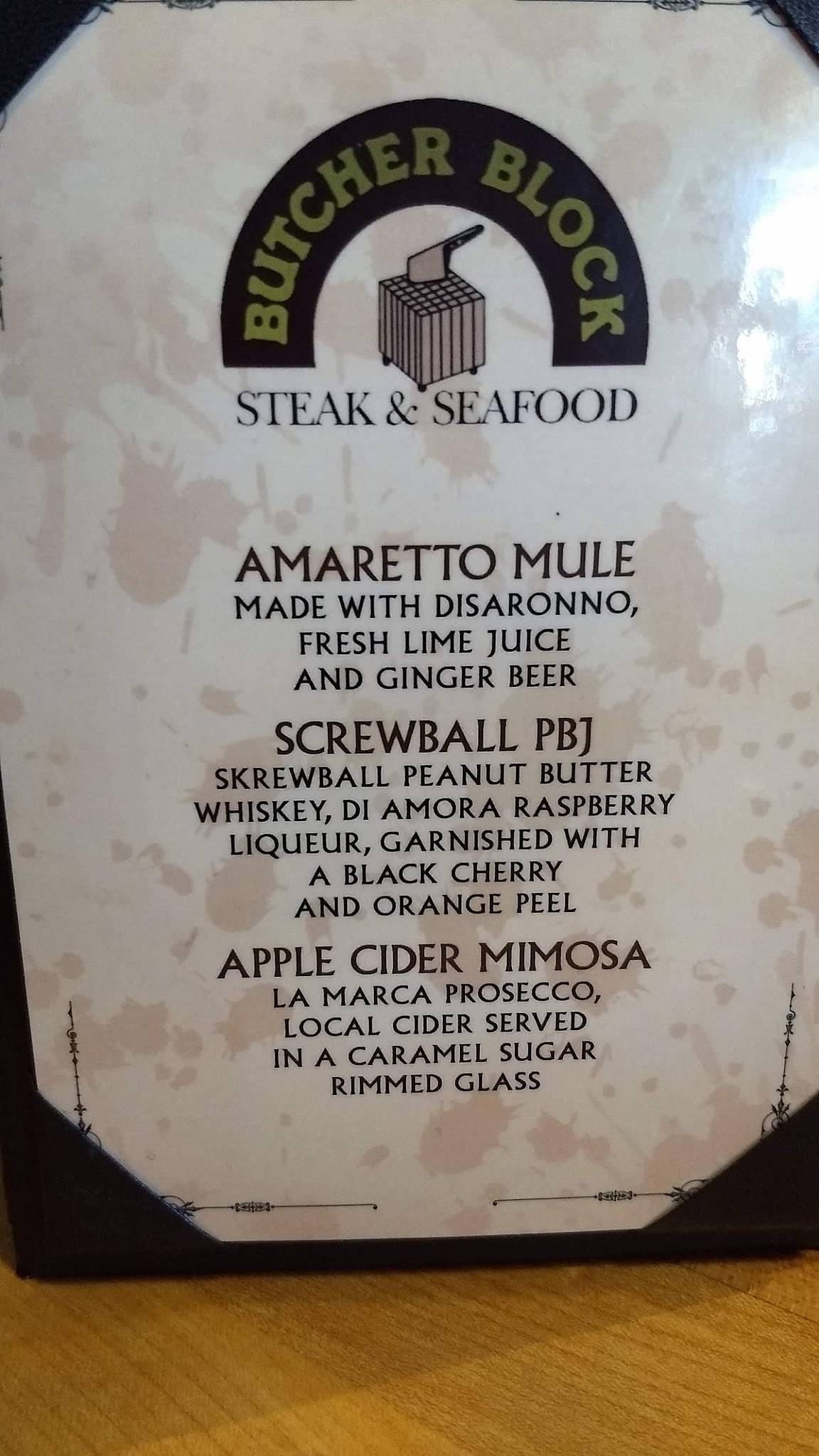 Menu at Butcher Block pub & bar, Plattsburgh