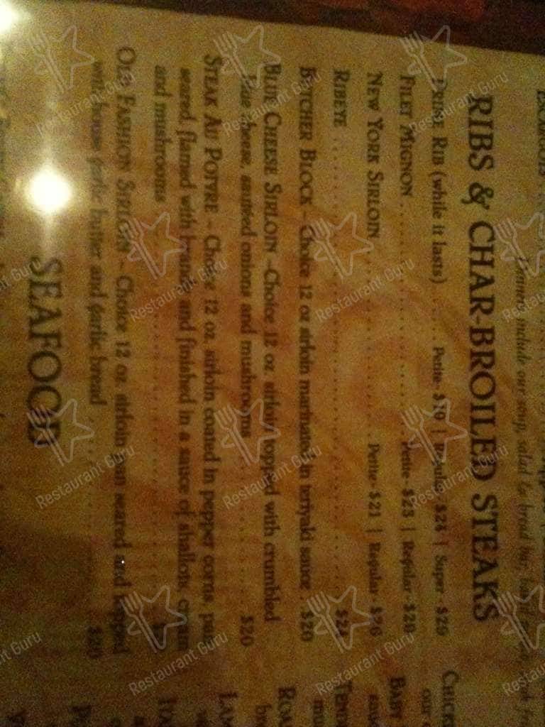 Menu at Butcher Block pub & bar, Plattsburgh
