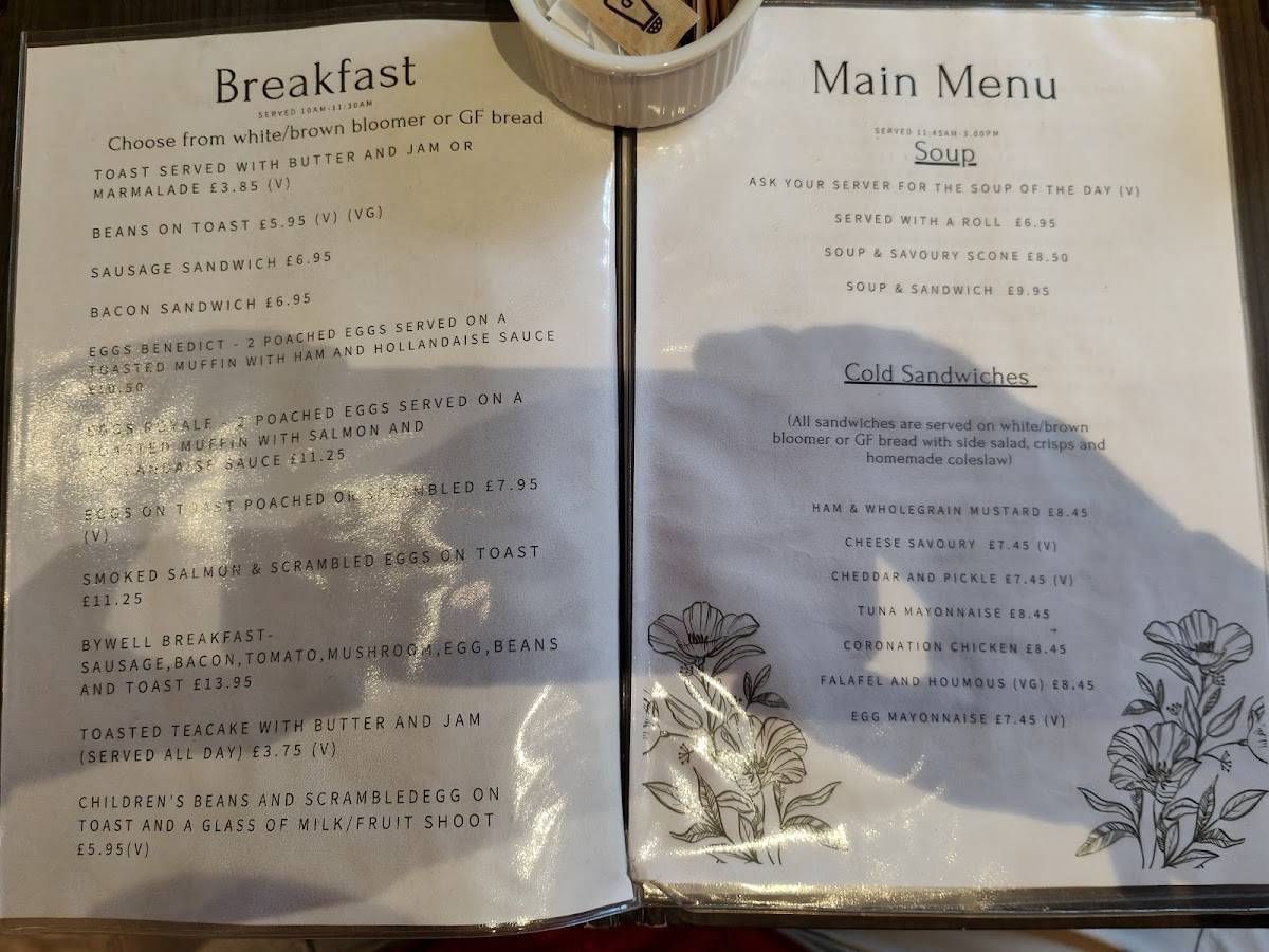 Menu at Bywell Coffee Barn, Stocksfield