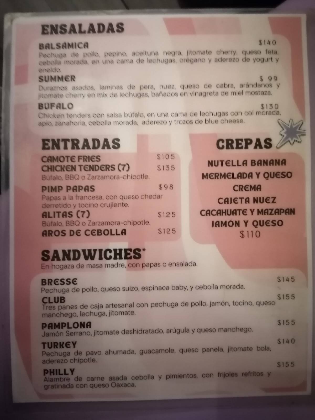 Carta de CAFE INNA, Ciudad de México, Av. Clavería 129