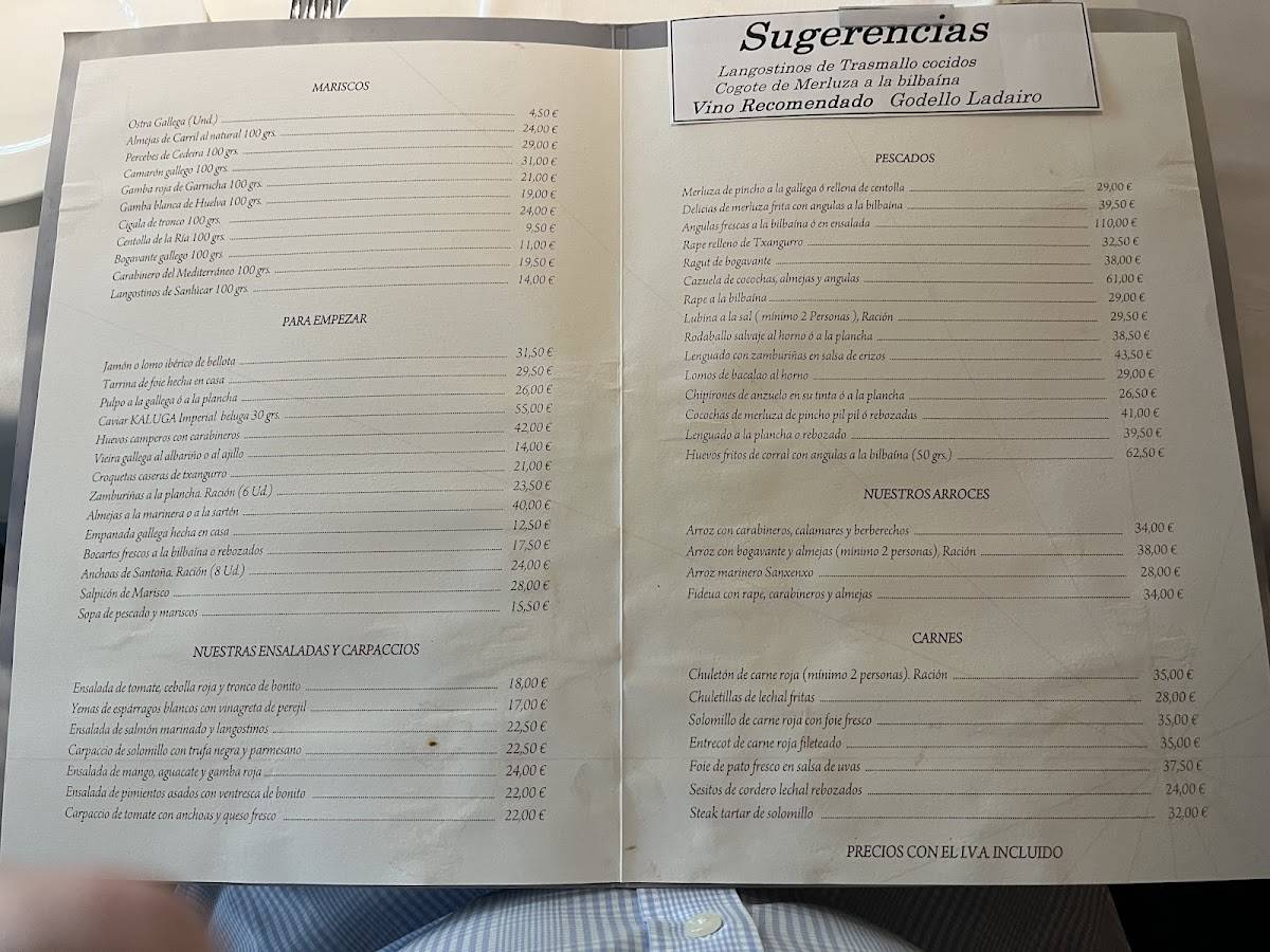 Carta del restaurante CARTA MARINA, Madrid, C. del Padre Damián