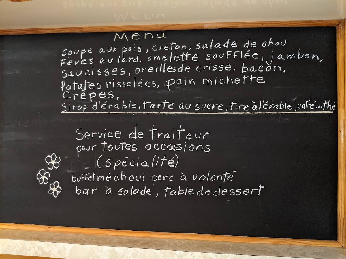Menu at Cabane A Camille restaurant, Canada