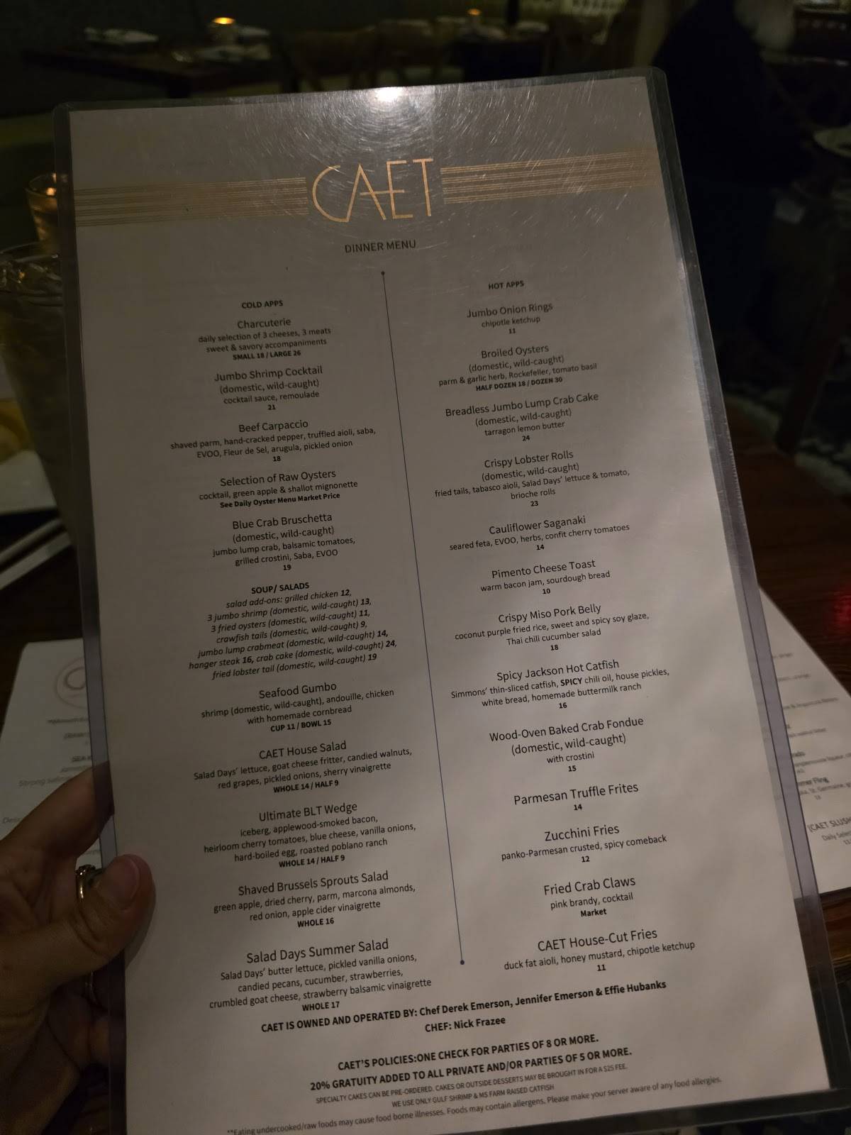 Menu at Caet [seafood I oysterette] pub & bar, Ridgeland, Highland ...