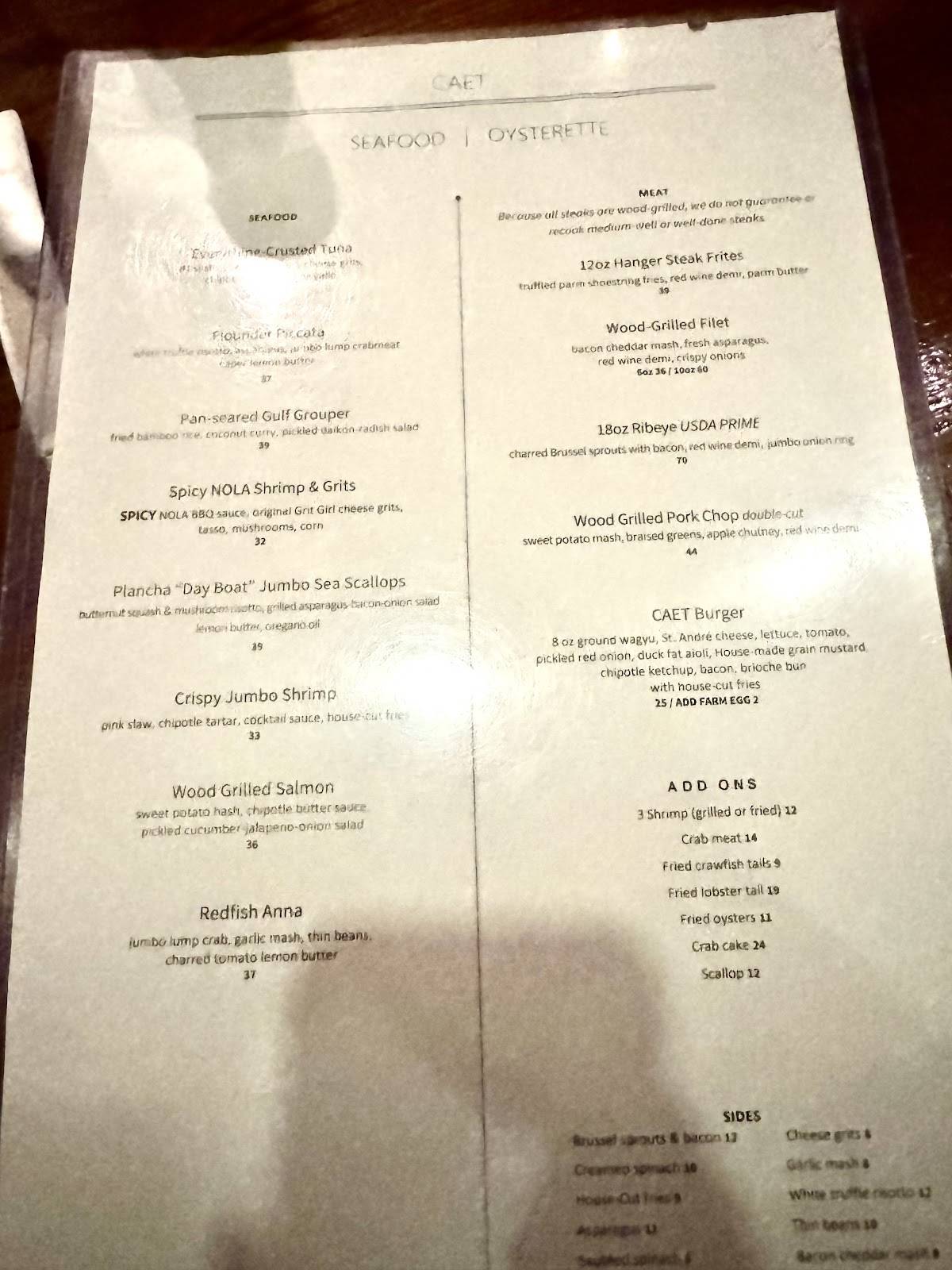 Menu at Caet [seafood I oysterette] pub & bar, Ridgeland, Highland ...