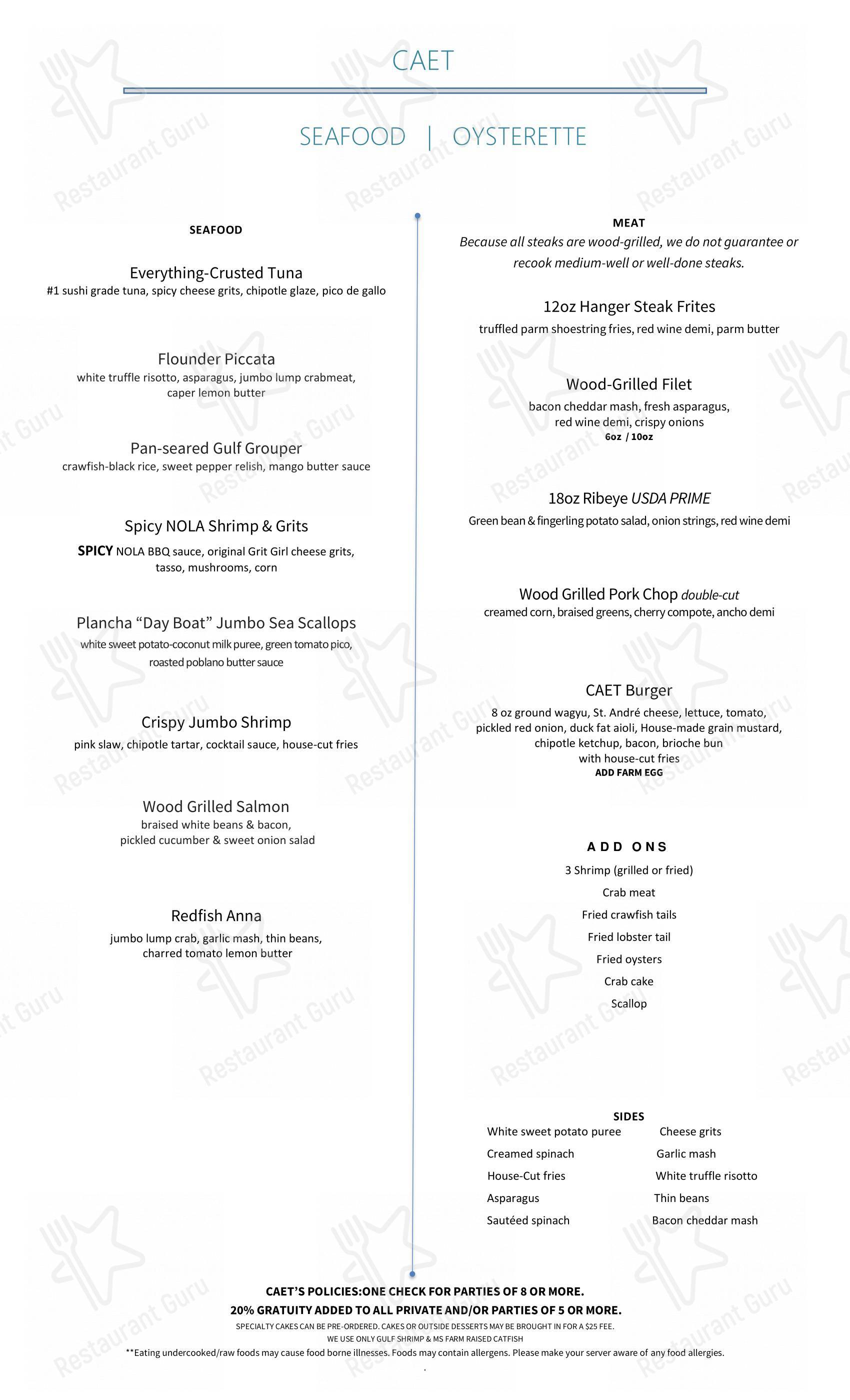 Menu at Caet [seafood I oysterette] pub & bar, Ridgeland, Highland ...