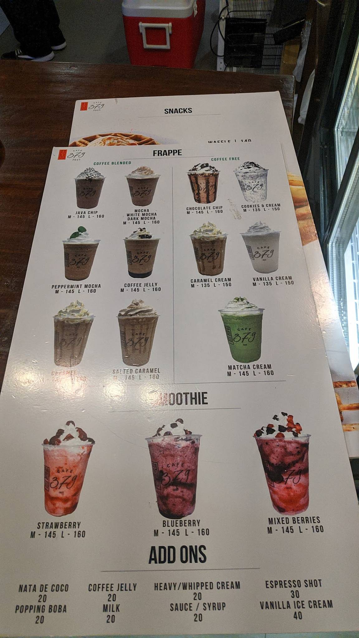Menu at Café 379 cafe, Manila