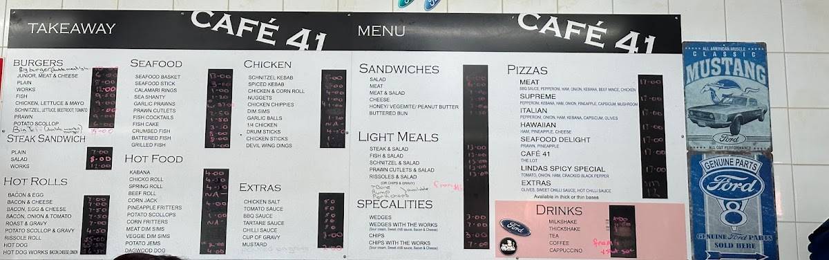 Menu at Cafe 41, Gilgandra