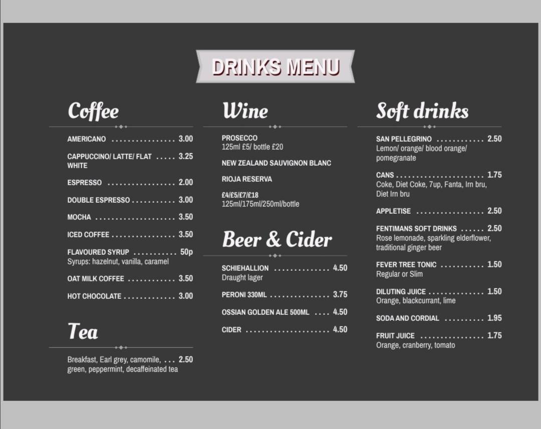 Menu at Café 80 restaurant, Perth