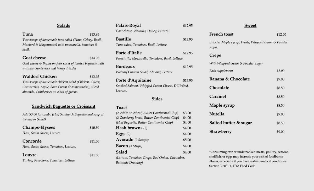 Menu at Cafe 906, Orlando