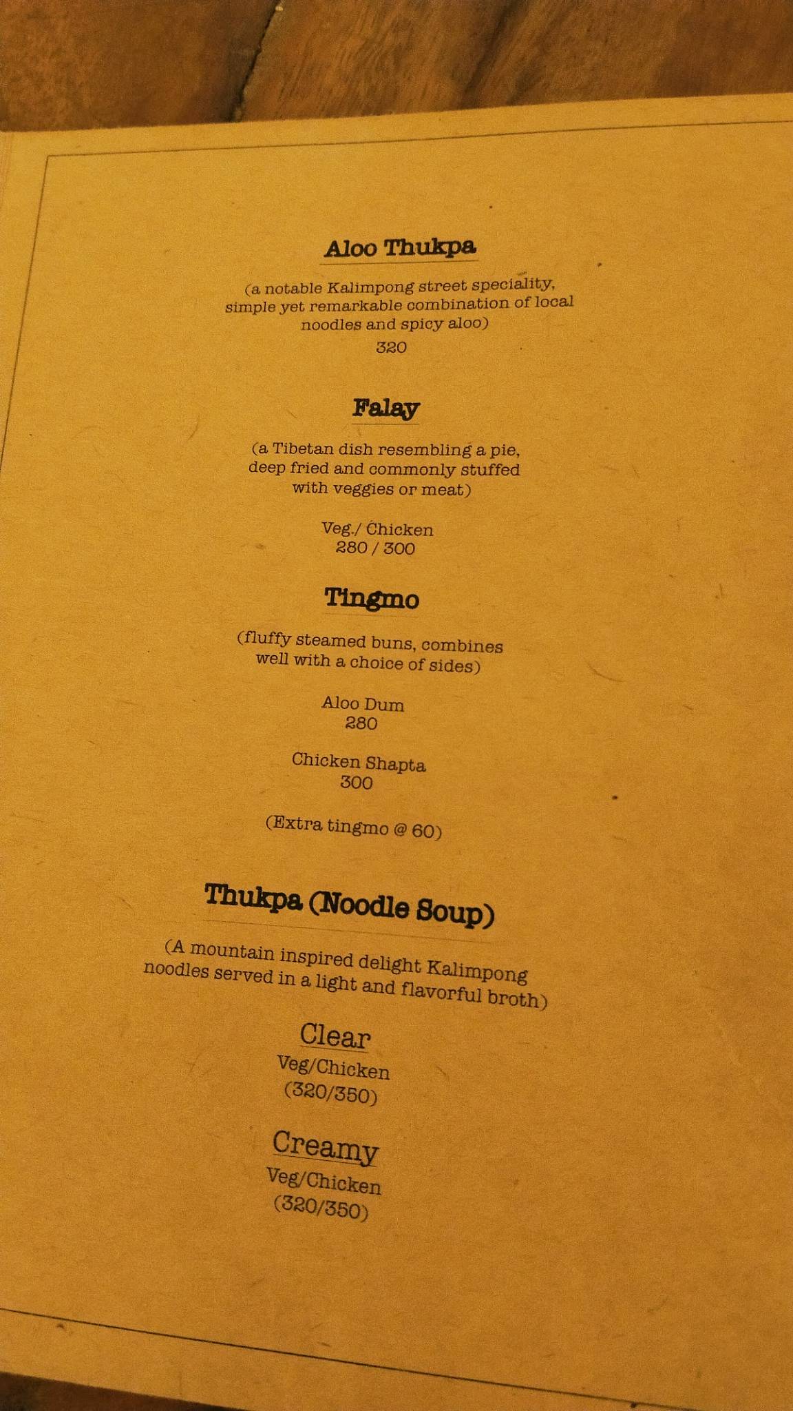 Menu at Art Cafe, Kolkata, 19C