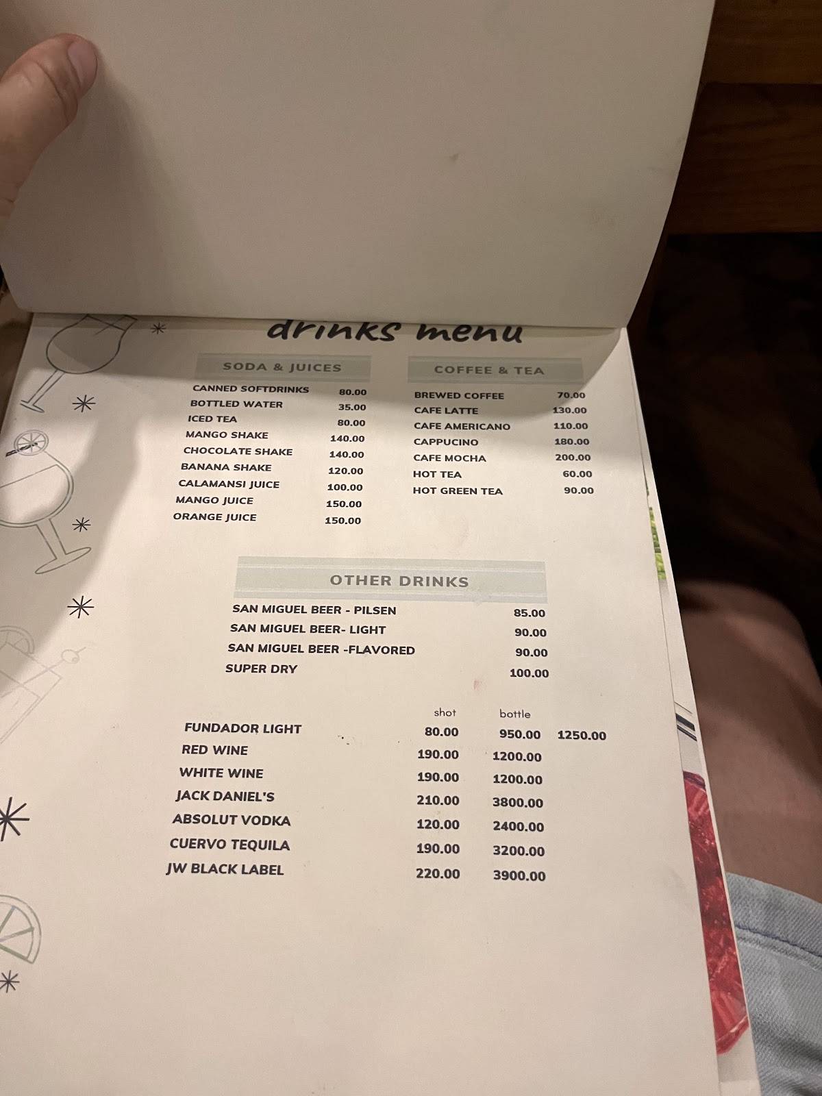 Menu at Cafe Atanacio, Tagbilaran City, MR3X+76F Bohol Tropics