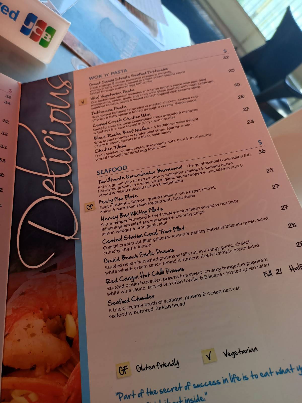 Menu at Marina Balaena restaurant, Urangan