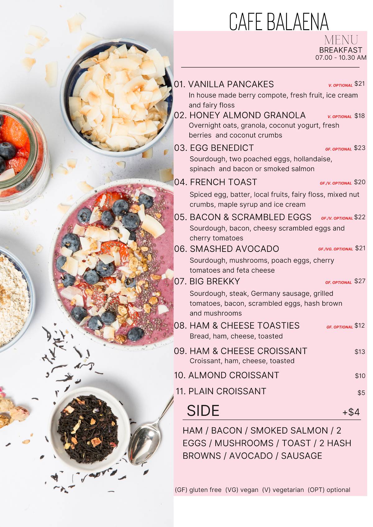 Menu at Marina Balaena restaurant, Urangan