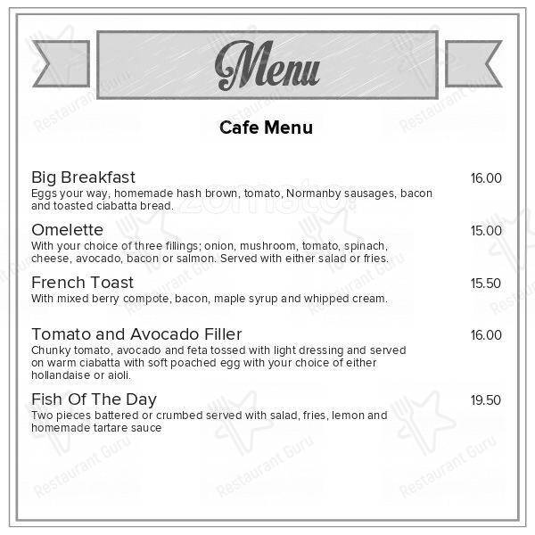 Menu at Black and White Cafe and Restaurant, Hawera