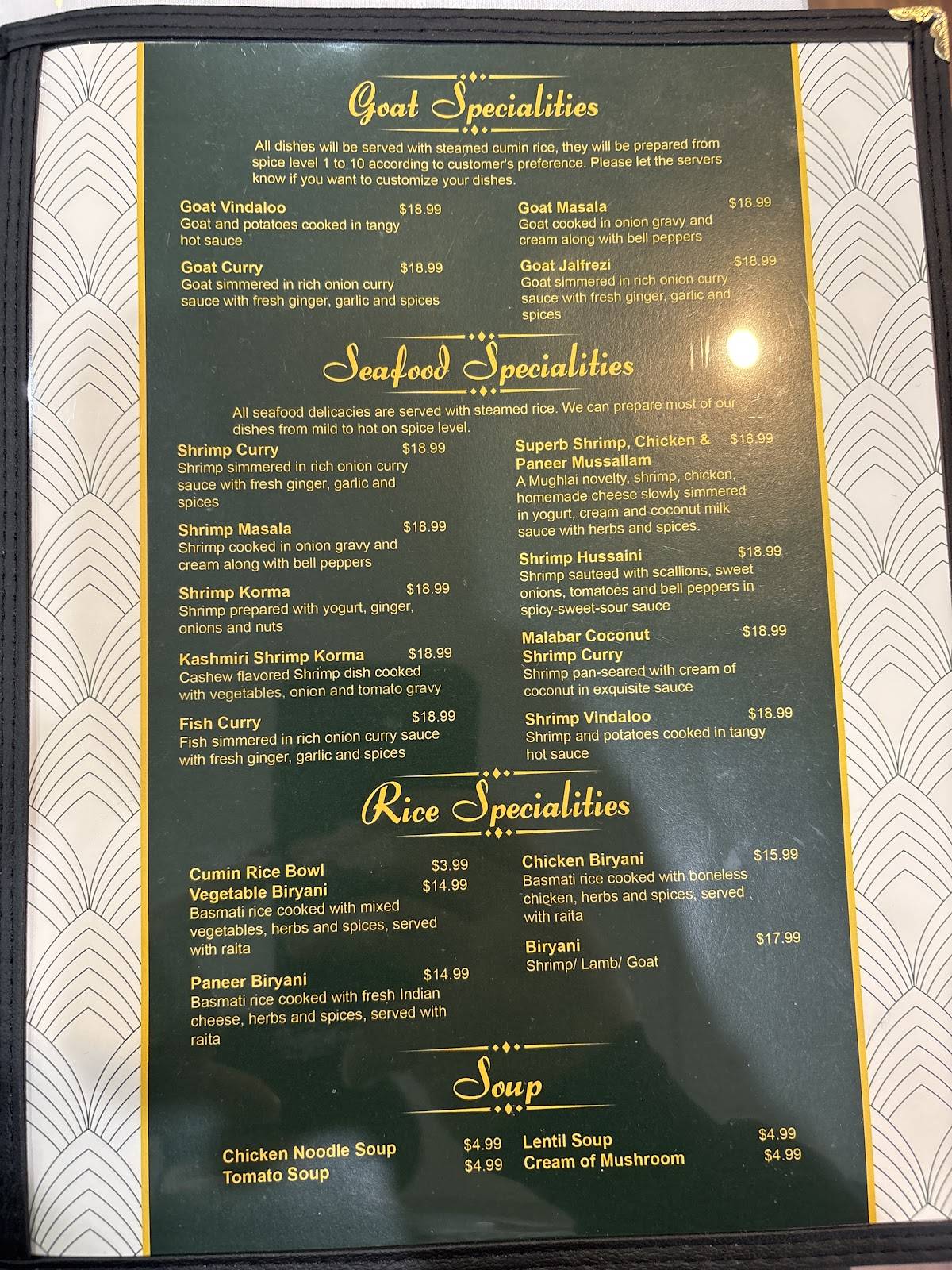 Menu at Café Butter Chicken restaurant, Sturgis