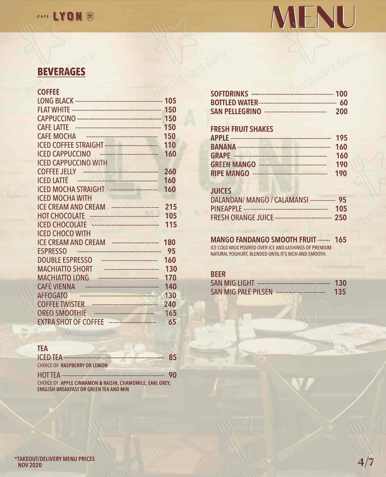 Menu at Cafe Lyon, Mandaluyong, GD-102