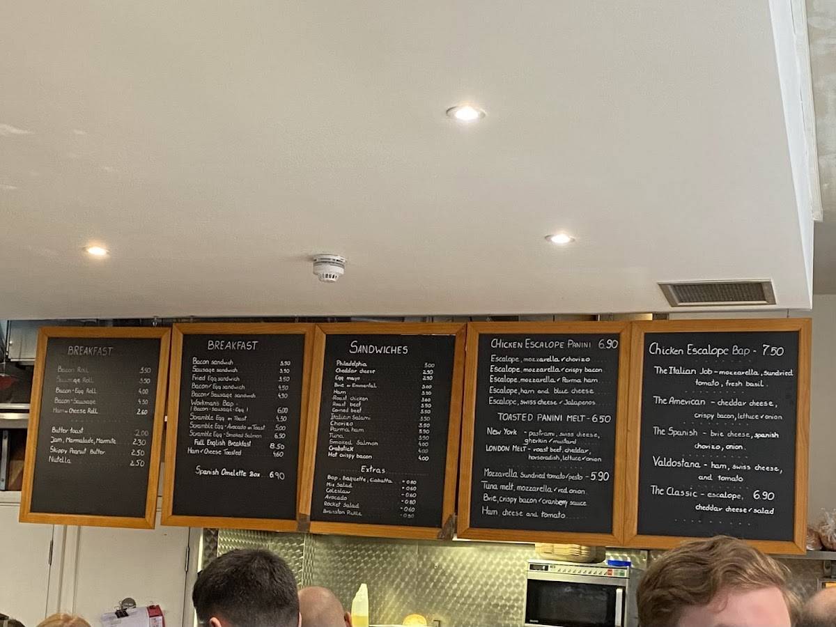 Menu at Cafe Cotto, London