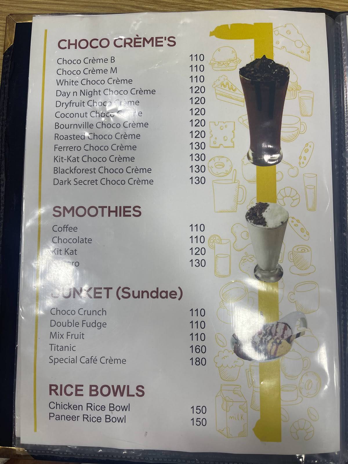 Menu at Cafe Creme, Pathankot