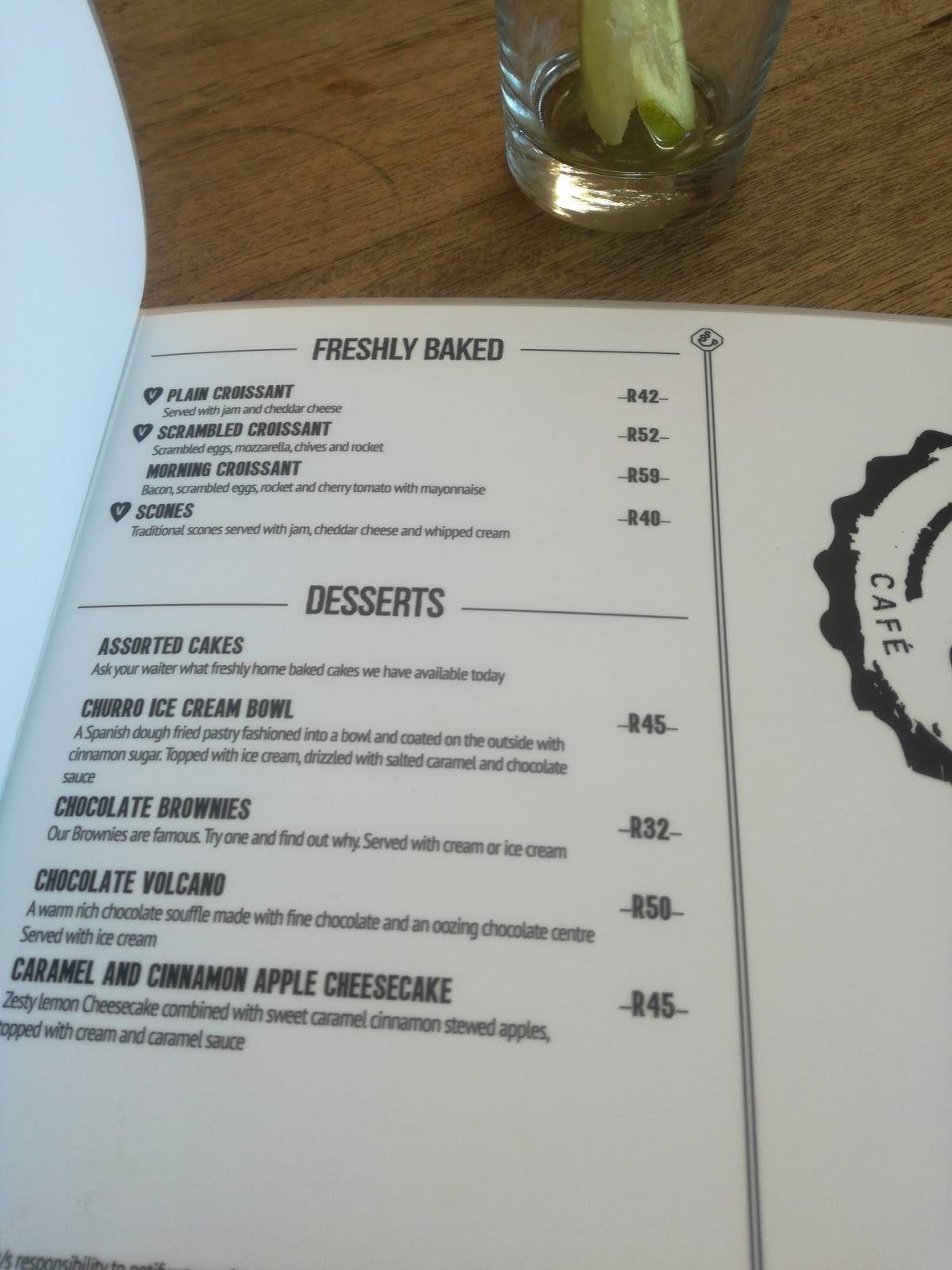 Menu at Essence. restaurant, Pietermaritzburg